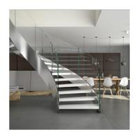 China White Curved Wooden Staircase At Bottom WA-SCV1038 Modern Arc Stair for sale