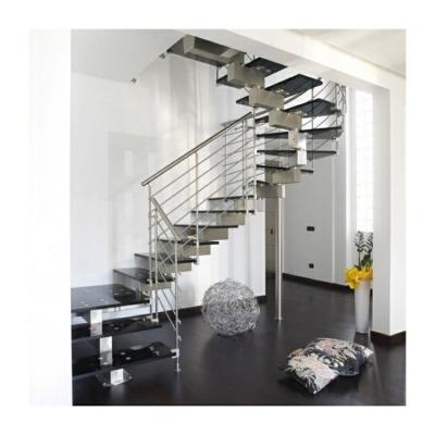 China Solid wooden tread curved steel staircase Singapore used curved stairway lift for sale