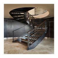 China Solid wooden tread curved steel staircase Singapore used curved stairway lift for sale