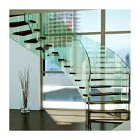 China New type pvb laminated glass floating curved staircase build curved deck stairway for sale