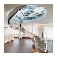 China New type pvb laminated glass floating curved staircase build curved deck stairway for sale