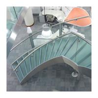 China New type pvb laminated glass floating curved staircase build curved deck stairway for sale