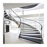 China Arc Modern Curved Staircase Outdoor Timber Wooden Treads Stairway for sale
