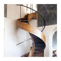 China Arc Modern Curved Staircase Outdoor Timber Wooden Treads Stairway for sale