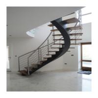 China Arc Modern Curved Staircase Outdoor Timber Wooden Treads Stairway for sale