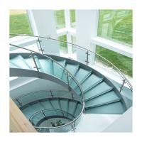 China Modern ultra clear glass arched staircase frameless curved stairway bracket standoff for sale