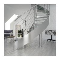 China Modern ultra clear glass arched staircase frameless curved stairway bracket standoff for sale