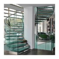 China Modern ultra clear glass arched staircase frameless curved stairway bracket standoff for sale