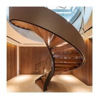 China Solid timber steps curved staircase modern Sudan curved deck stairway designs for sale