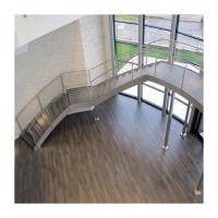 China Frameless Wood Curved Staircase Modern Bracket Standoff Stairway for sale