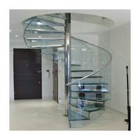China Household individual indoor stairs spiral handrail with tempered glass for sale