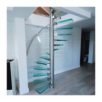 China Household individual indoor stairs spiral handrail with tempered glass for sale