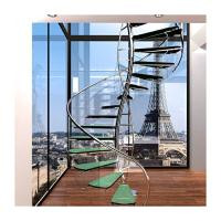 China Factory direct stair supplies spiral staircase stainless steel glass for sale