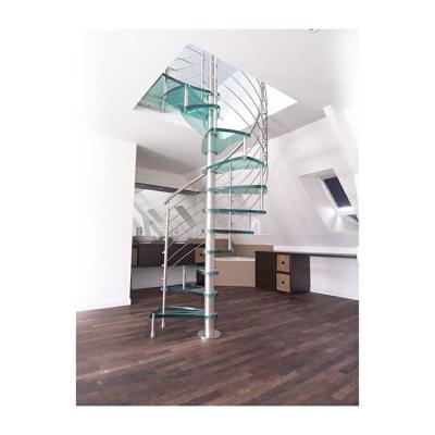 China Factory price winding staircase glass steps steel spiral stairs for sale