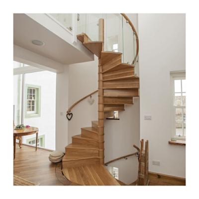 China Central round stringer acacia walnut stair treads clear acrylic glass spiral staircase for sale