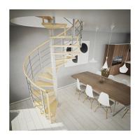 China Central round stringer acacia walnut stair treads clear acrylic glass spiral staircase for sale