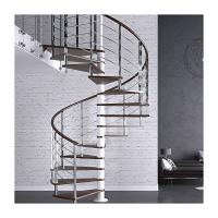 China Central round stringer acacia walnut stair treads clear acrylic glass spiral staircase for sale
