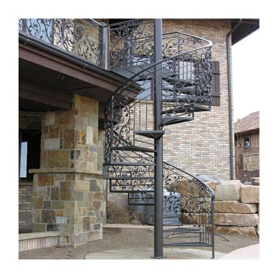 China Steel stair support wrought iron staircase models casting metal indoor spiral stairs for sale