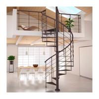 China Steel stair support wrought iron staircase models casting metal indoor spiral stairs for sale