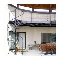 China Decorative metal columns wrought iron rosettes indoor steel spiral staircase for sale