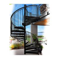 China Decorative metal columns wrought iron rosettes indoor steel spiral staircase for sale