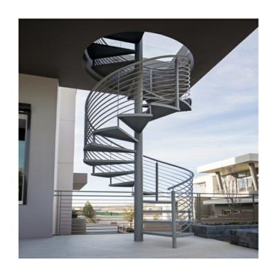 China Outdoor iron stairs prices round steel stairs metal spiral staircase prices for sale