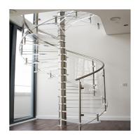 China 2023 Glass Treads Spiral Stair Steel Post Stringer Helix Staircase for sale