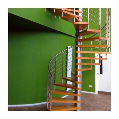 China Villa small steel wood stair design customized glass spiral staircase for sale