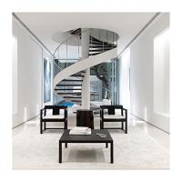China Villa small steel wood stair design customized glass spiral staircase for sale
