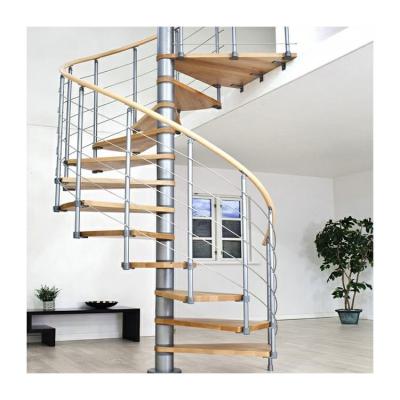 China Firm cable cable stairs steel wood tread indoro spiral staircase for sale