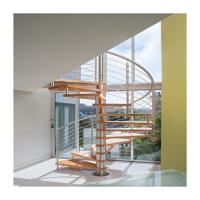 China Central beam various color thin solid wood tread fantastic modern spiral staircase for sale