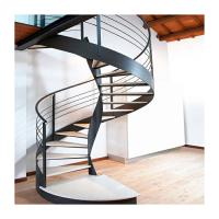 China Central beam various color thin solid wood tread fantastic modern spiral staircase for sale