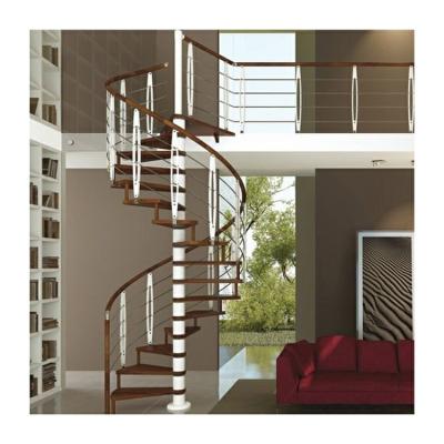 China Foshan factory oak stairs stainless steel indoor spiral staircase for sale