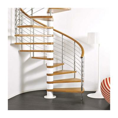China Central round post modern design steel wood stairs narrow spiral staircase for sale