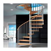 China Museum stairs with wooden tread house spiral steel staircase for sale