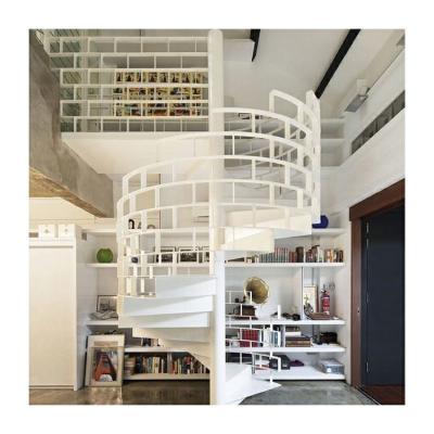 China Uesd in office wood stair edging indoor glass spiral staircase for sale