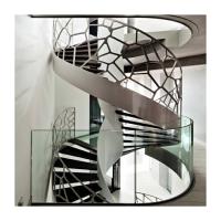 China Uesd in office wood stair edging indoor glass spiral staircase for sale