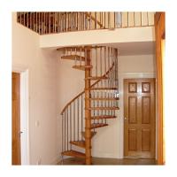 China Uesd in office wood stair edging indoor glass spiral staircase for sale