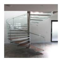 China Central beam steel wood tread or solid wood steps suspended spiral staircase for sale