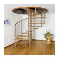 China Department prefinished wood stair treads timber steps spiral staircase for sale