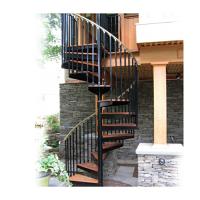 China Round ladder walnut stair tread steel outdoor spiral staircase for sale