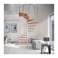 China Factory wholesale l shaped wooden stairs single stringer spiral staircase for sale