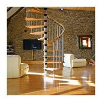 China Central round post indoor wood stairs steps interior decoration spiral staircase for sale
