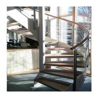 China Department colorful wooden step stairs black color spiral staircase for sale