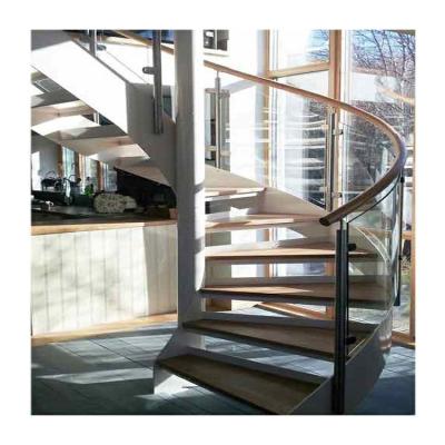 China Department colorful wooden step stairs black color spiral staircase for sale