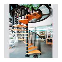China Department colorful wooden step stairs black color spiral staircase for sale