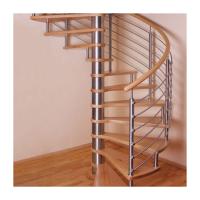 China Wholesale agent walnut hardwood stair tread interior steel glass spiral staircase for sale