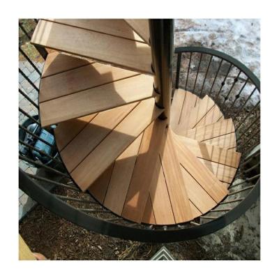 China Central post support customize wood stair tread simple and modern spiral staircase for sale