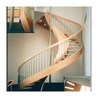China WilliamArchi curved wooden stairs spiral tempered glass staircase for sale