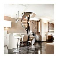 China Apartment oak solid wooden indoor stairs brazilian cherry spiral staircase for sale